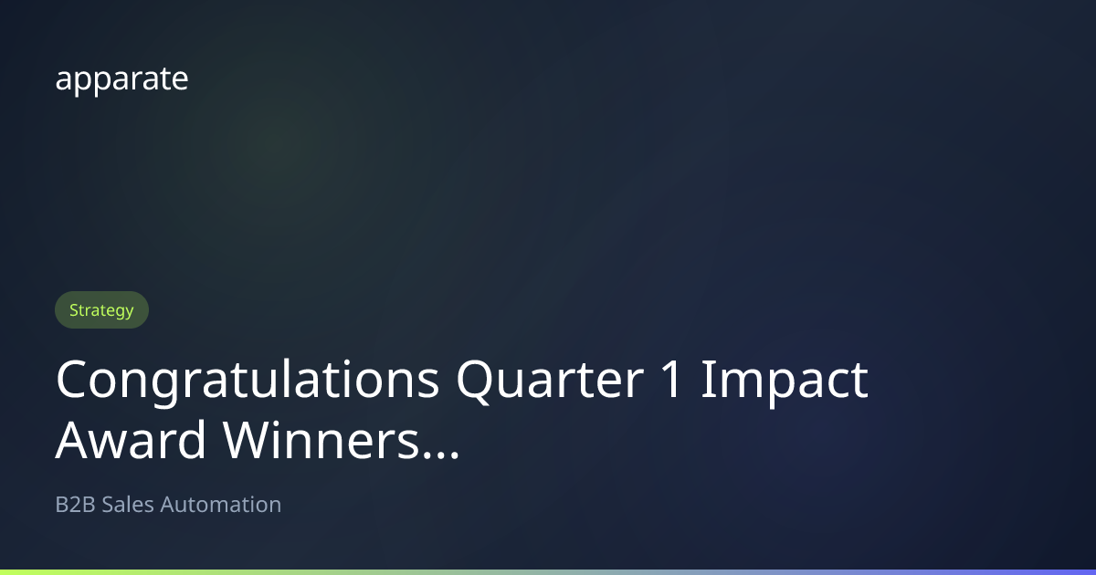 Congratulations Quarter 1 Impact Award Winners... | Apparate Blog